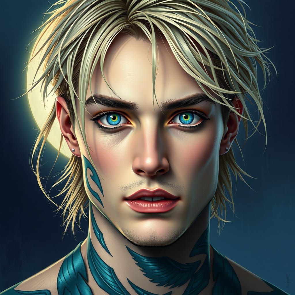 Ethereal Androgynous Figure with Chiseled Features... - AI Art