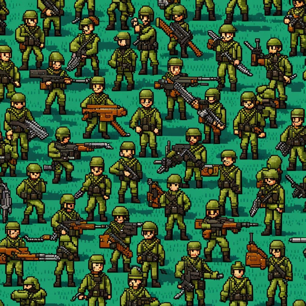 Retro Pixel Art Small Army Soldiers - AI Art