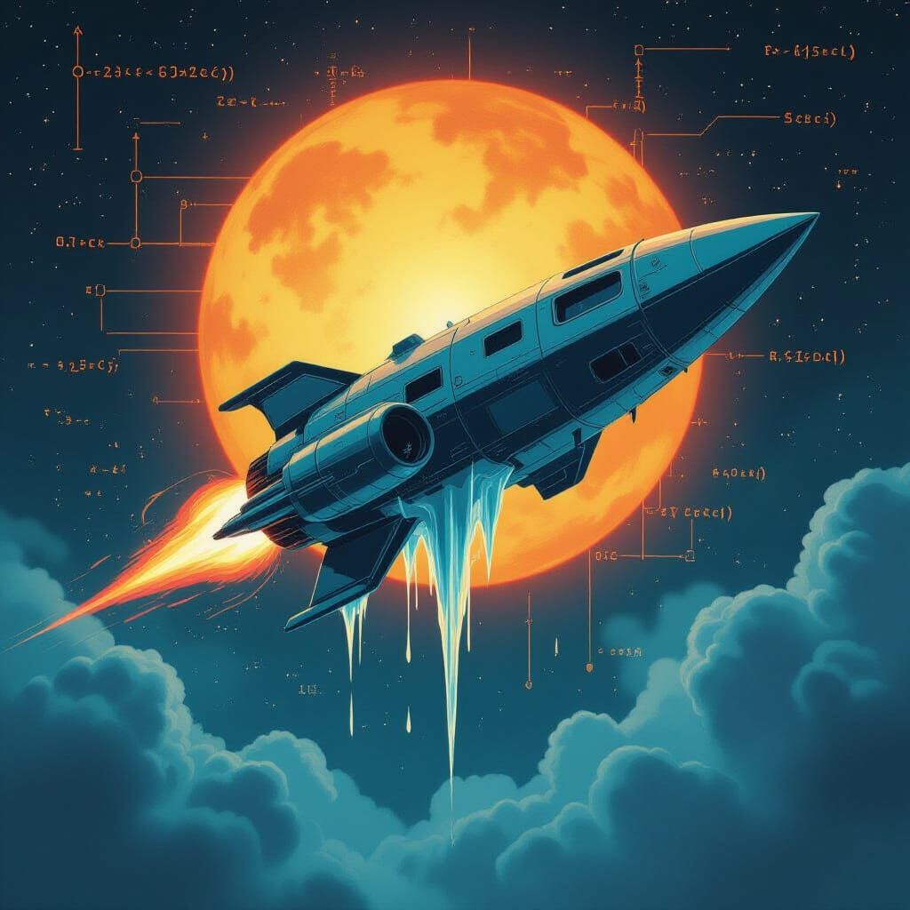 Melting Ice Spaceship in Glitchcore Style - AI Art