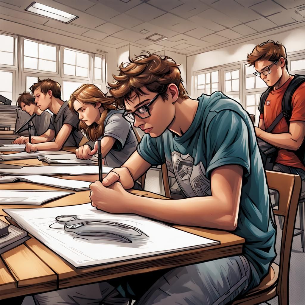 High School drawing class - AI Generated Artwork - NightCafe Creator