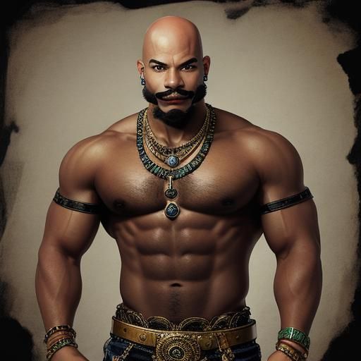 Muscle Mustache Man - AI Generated Artwork - NightCafe Creator