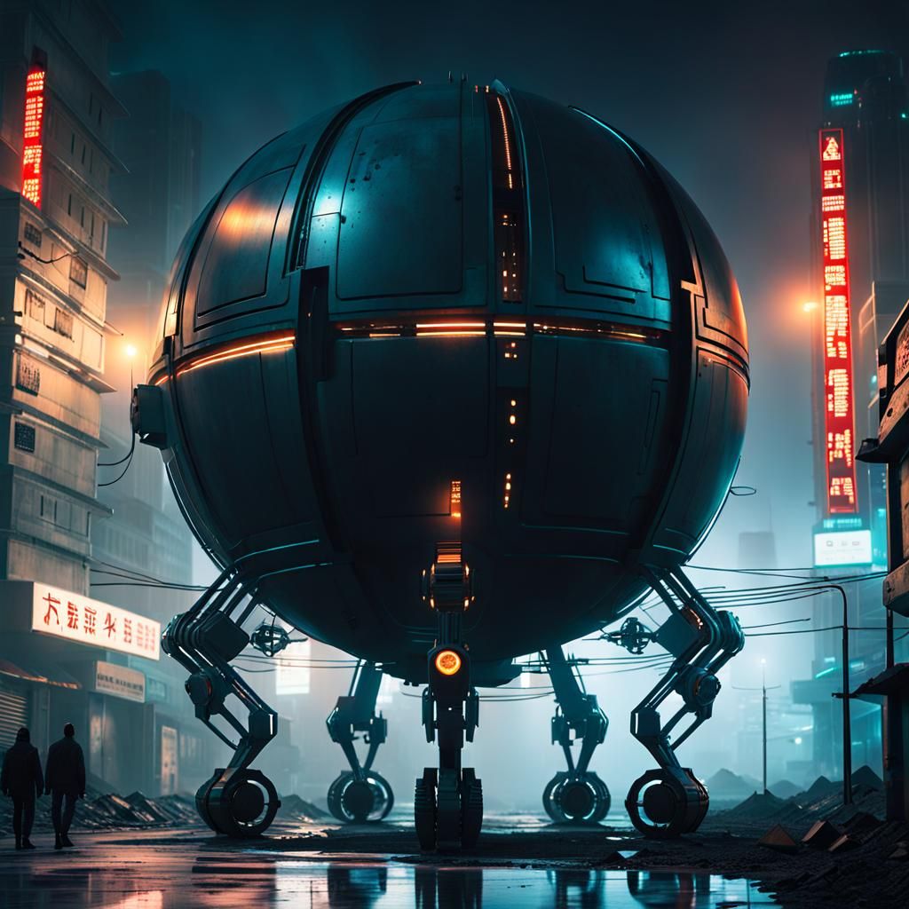 sphere on cyborg legs - AI Generated Artwork - NightCafe Creator