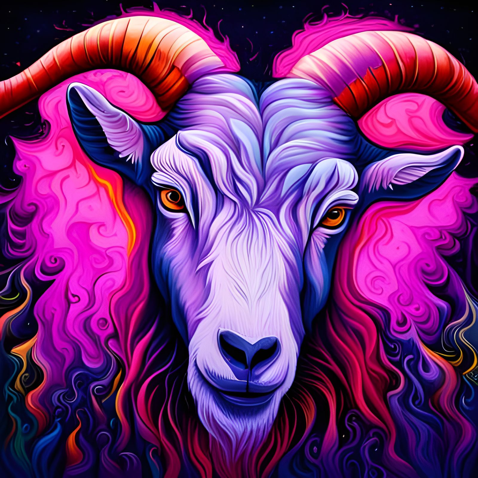 purple goat, graffiti art, splash art, street art, spray paint, oil ...