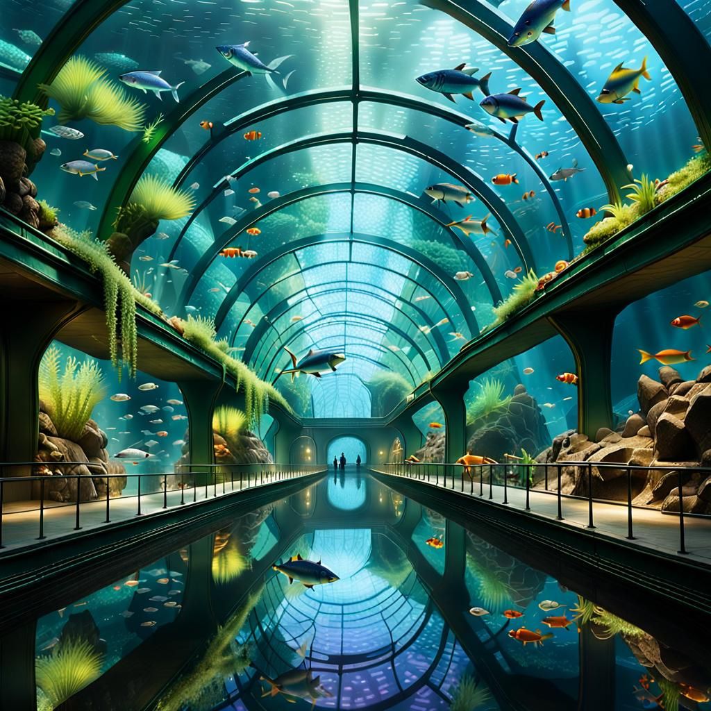 A futuristic theme park under ocean, intricate details, HDR ...
