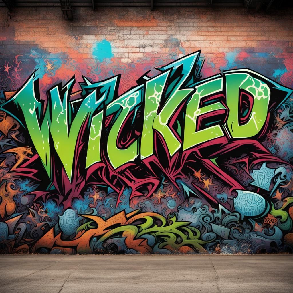 Graffiti backdrop with theme around wicked forever and having words ...