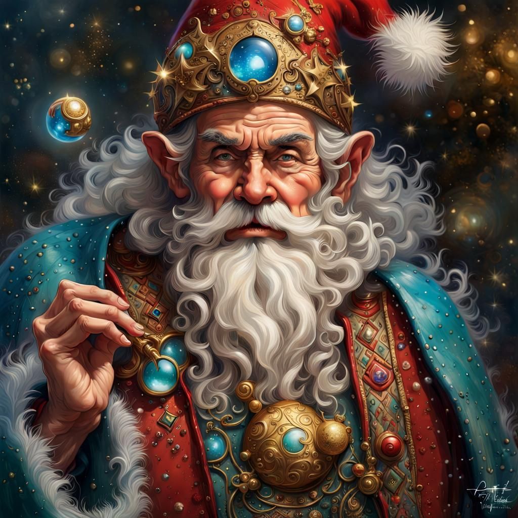 vintage santa wizard. elder man, tribal, sparkling, Elegant Intricate ...