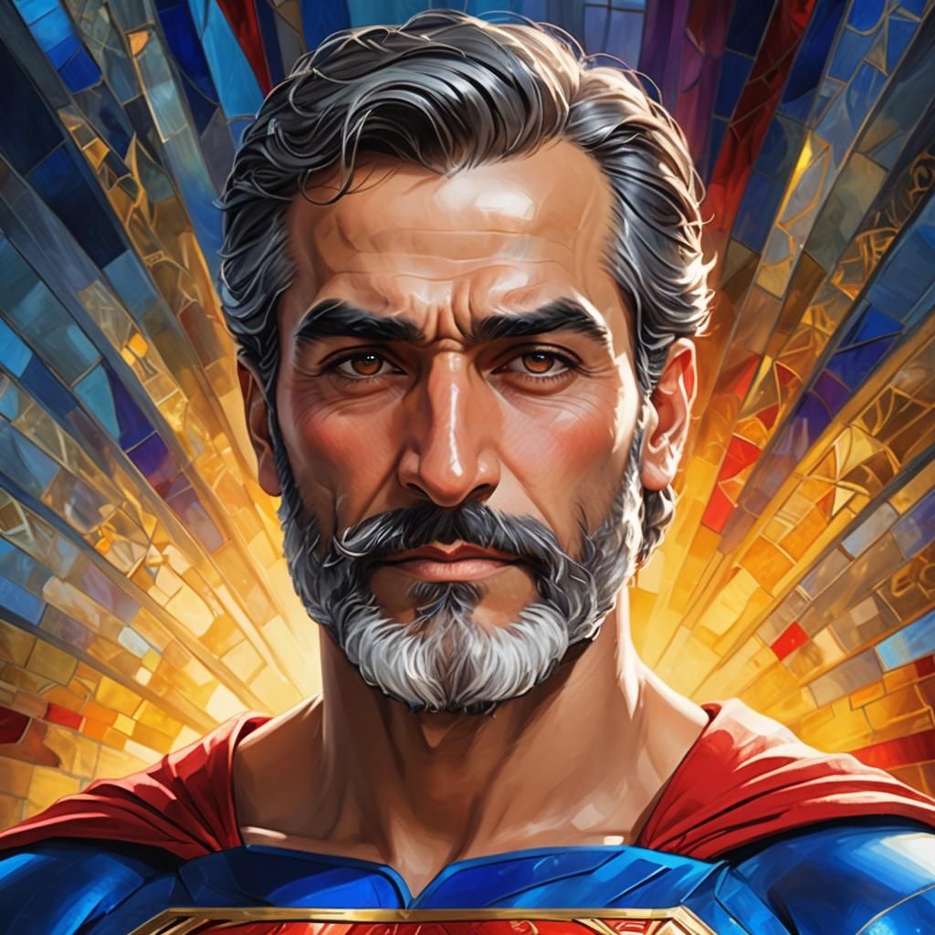 Silver-haired bearded Superman - AI Generated Artwork - NightCafe Creator