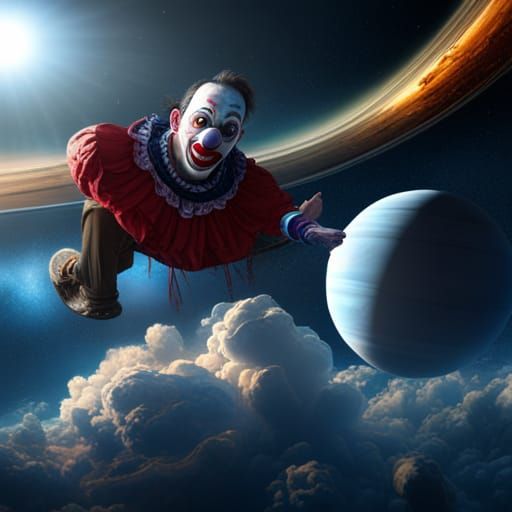 The flying clown - AI Generated Artwork - NightCafe Creator