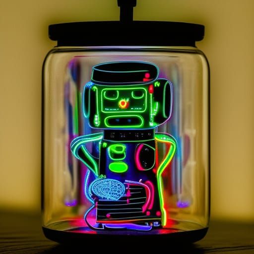 “Neon Robot” Unit #4 🧪🫙🤖 - AI Generated Artwork - NightCafe Creator