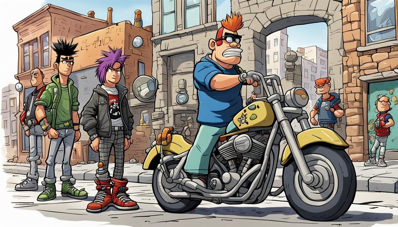 Street view. Stone-punk style. - AI Generated Artwork - NightCafe Creator