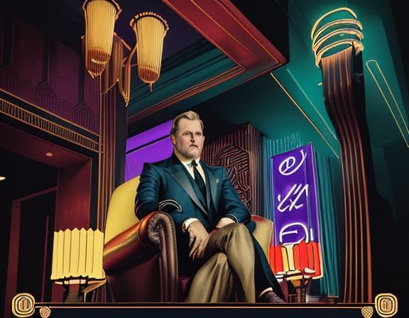 Confident Gentleman in Art Deco Splendor - AI Art