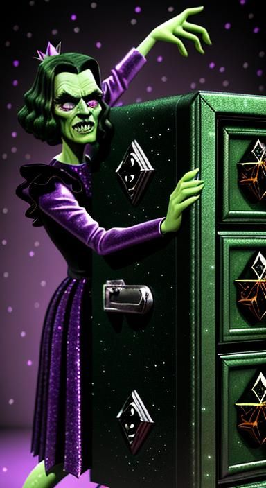 Green Ghoul in Purple Dress - AI Generated Artwork - NightCafe Creator