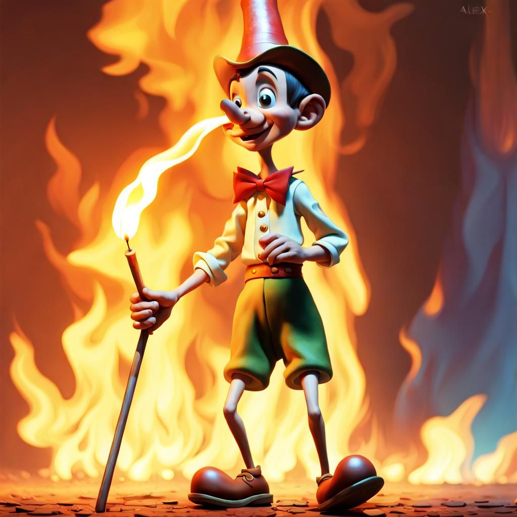 AI Fail: Pinocchio, Fire Inhaler - Pinocchio Tormented by Bl...