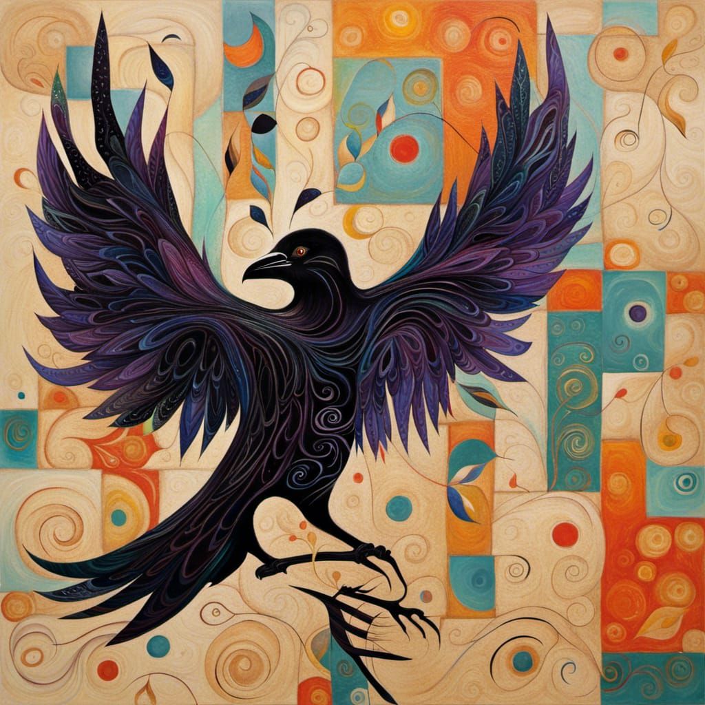 Quilted raven. - AI Generated Artwork - NightCafe Creator