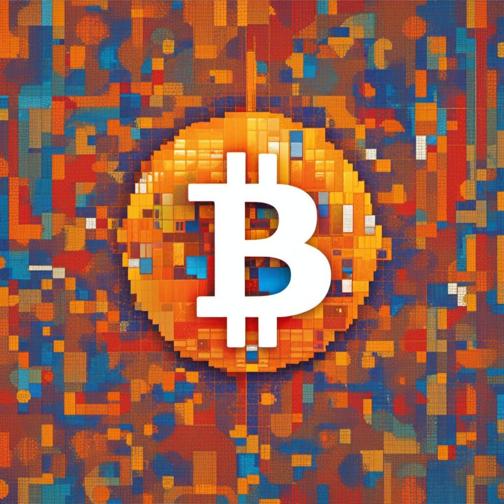 Pixelated bitcoin logo Screen print, pop art, splash screen art ...