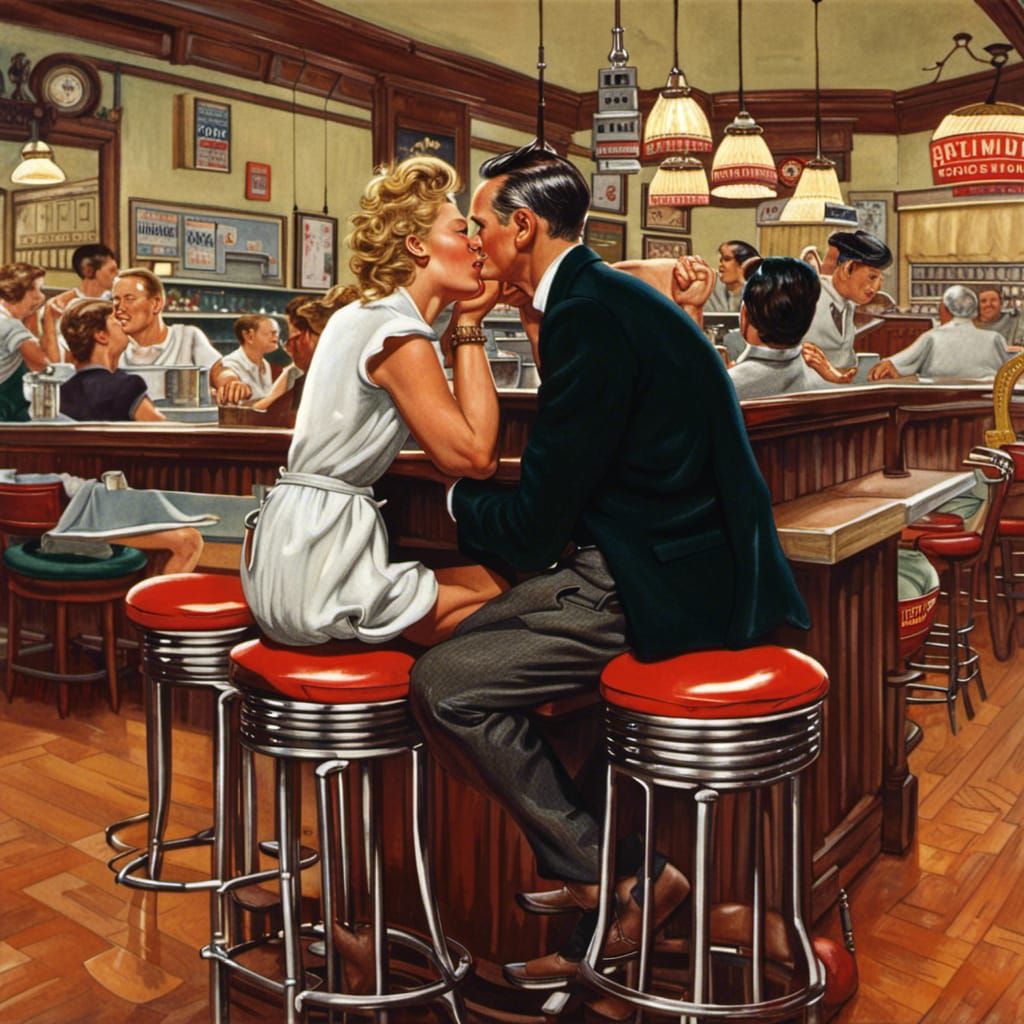 Diner by Norman Rockwell - AI Generated Artwork - NightCafe Creator