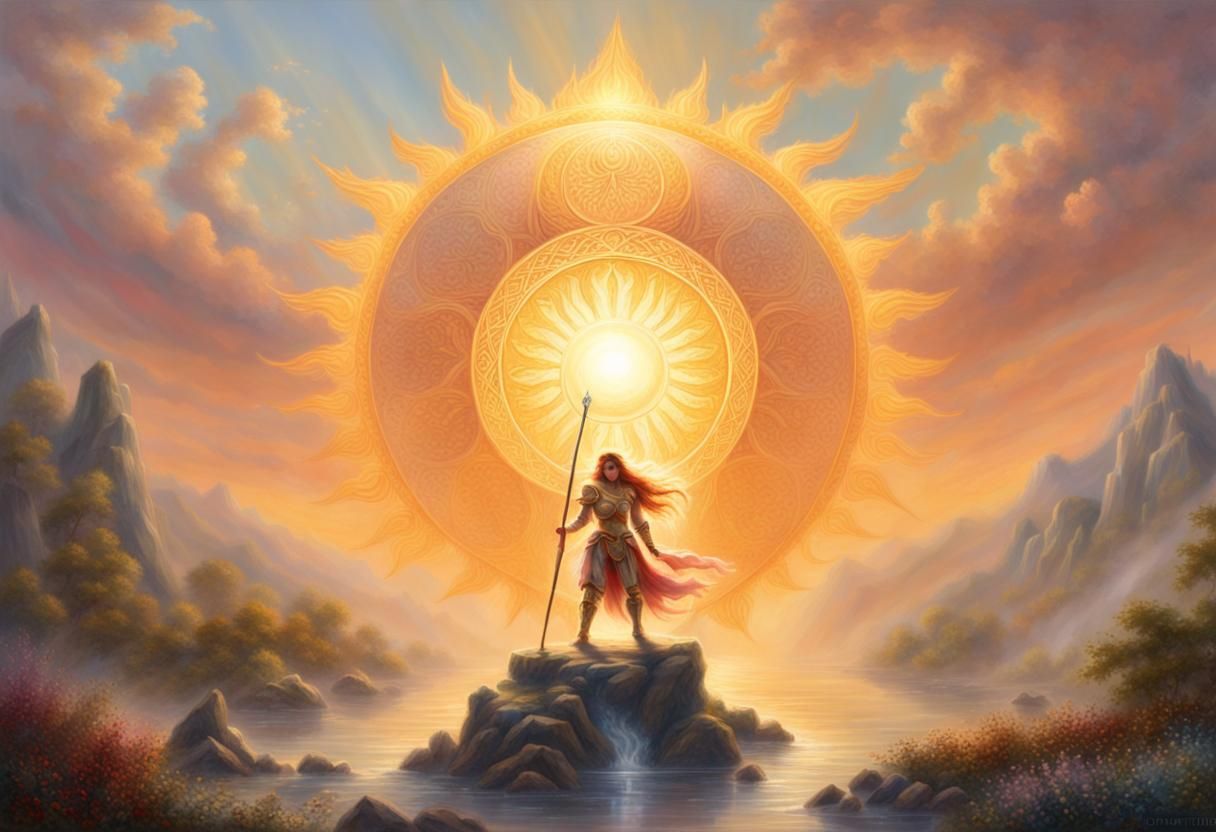 anthropomorfic the sun as a female warrior, full body - AI Generated ...