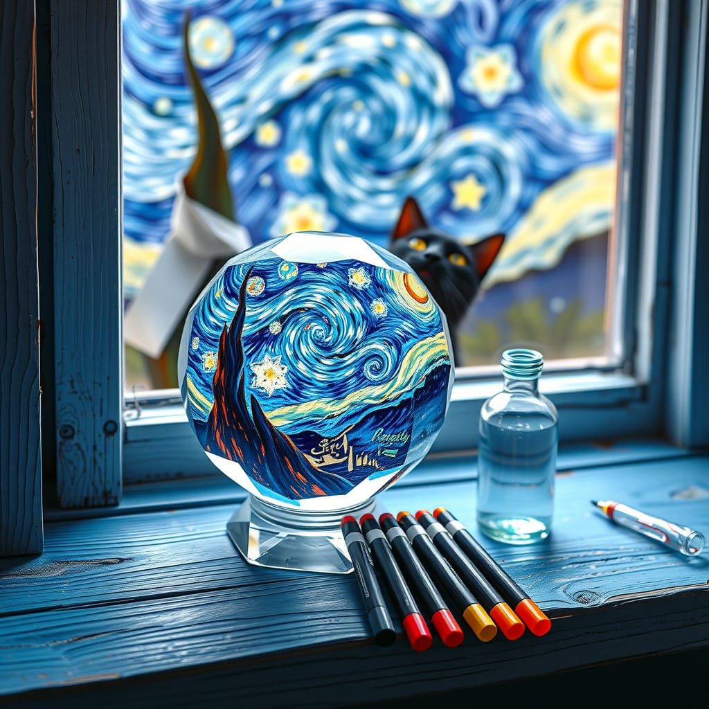 Photo realistic, hyper realistic. Starry Night painting by Van Gogh ...