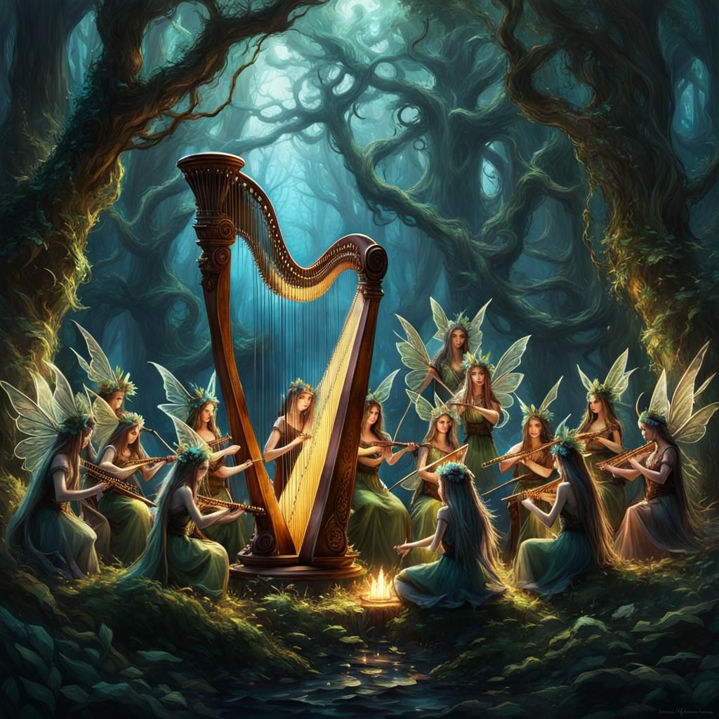 Fairy Harps - AI Generated Artwork - NightCafe Creator