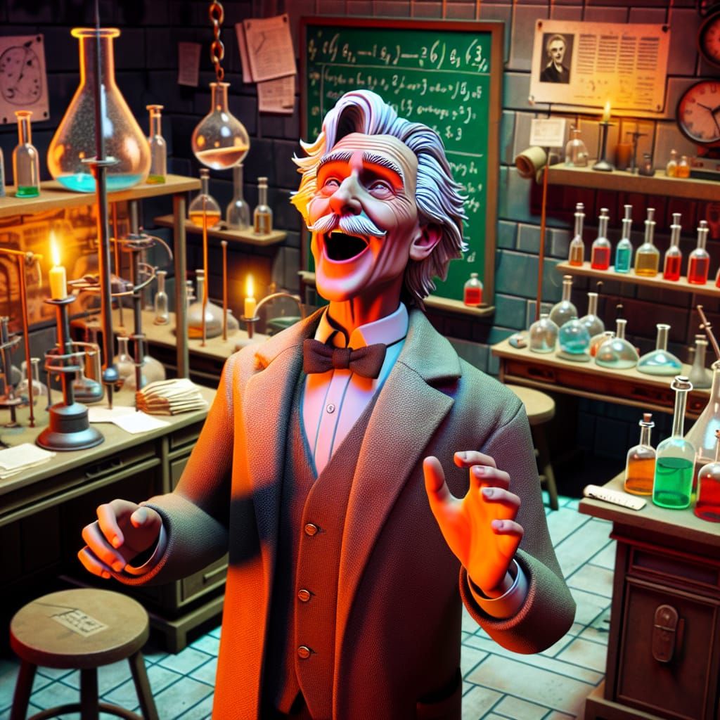 Einstein sings in the laboratory - AI Generated Artwork - NightCafe Creator