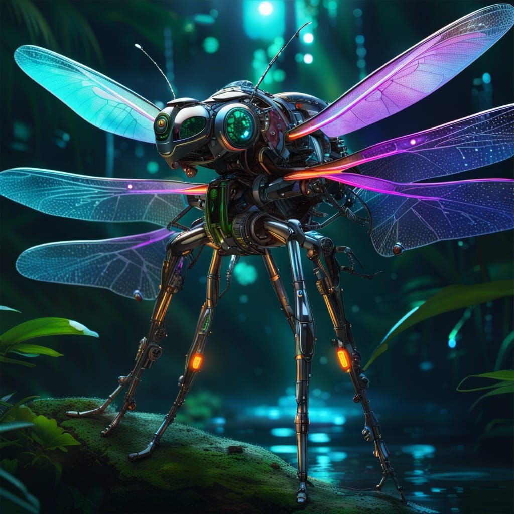 Cyborg Dragonfly - AI Generated Artwork - NightCafe Creator