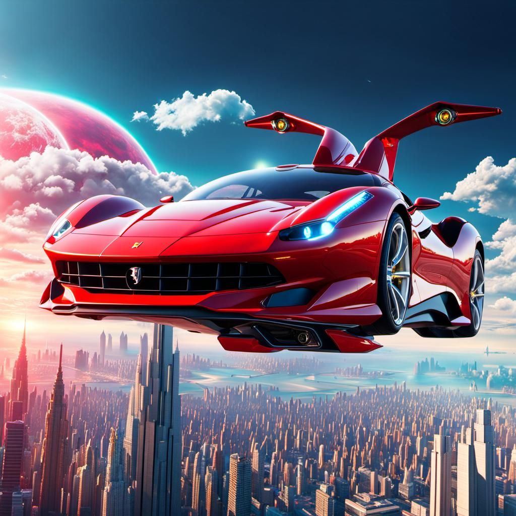 Flying Ferrari - AI Generated Artwork - NightCafe Creator