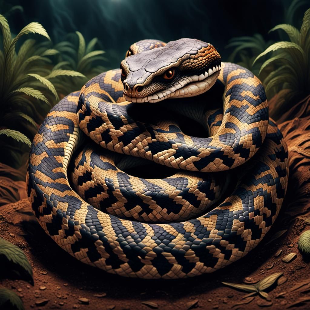 A Coiled Rattle Snake Epic cinematic brilliant stunning intricate ...