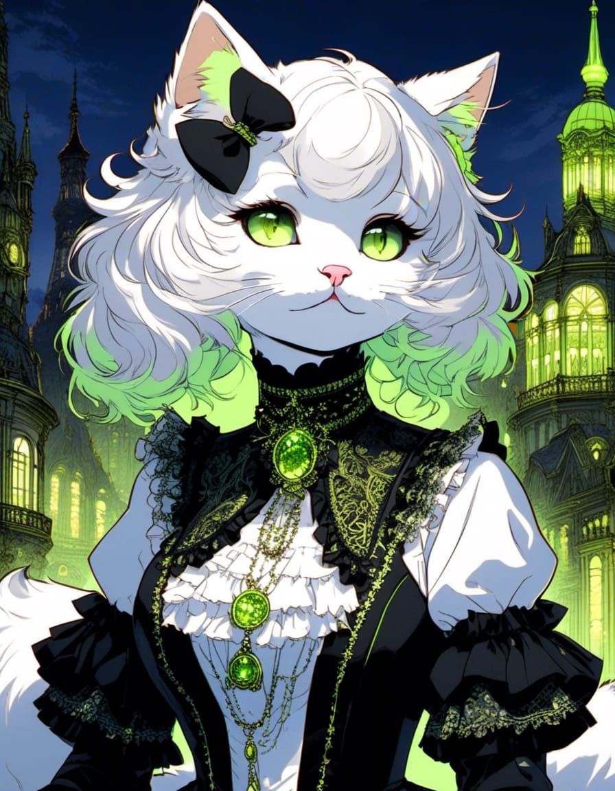 White Cat Lady - AI Generated Artwork - NightCafe Creator