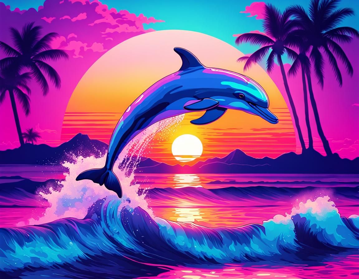 Vaporwave Dolphin - AI Generated Artwork - NightCafe Creator