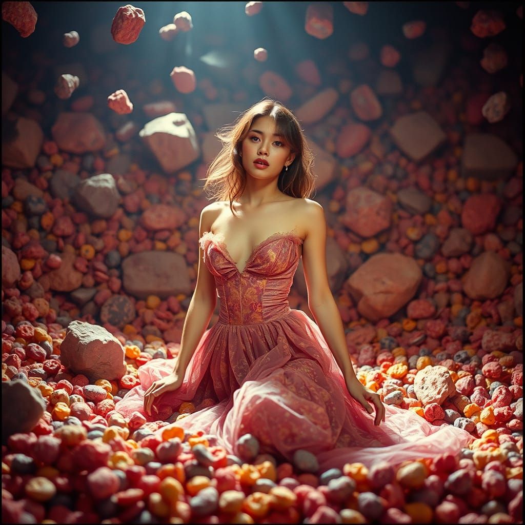 At the Bottom of the Cereal Box - Fashion Model Poses in Fru...