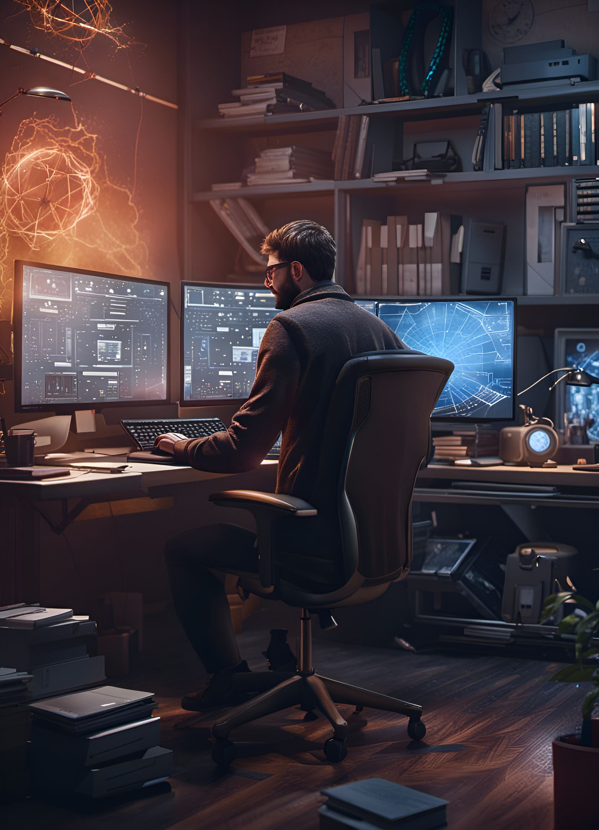 programmer at his modern office : r/nightcafe