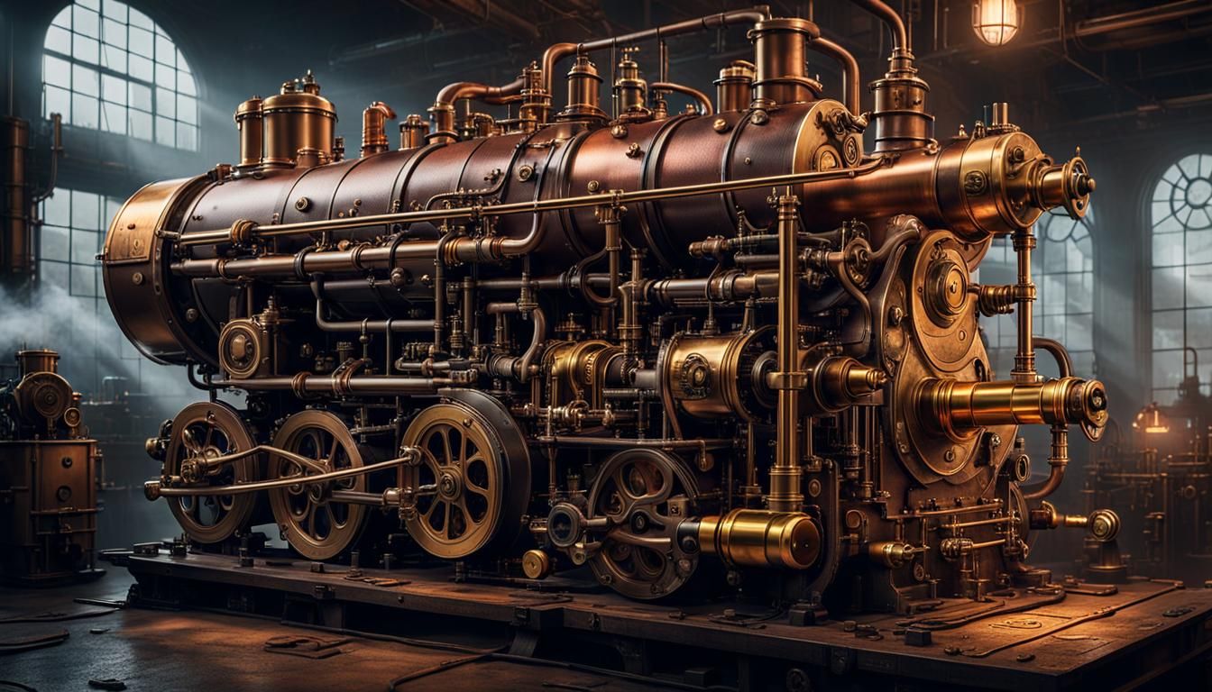 Steampunk Power 🪨⛏️⚒️🌀🔳🧱🌫️🪞💥📏