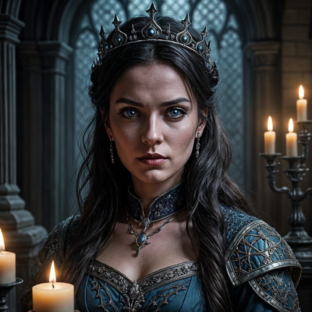 Gothic Queen in Candlelit Opulence - AI Art