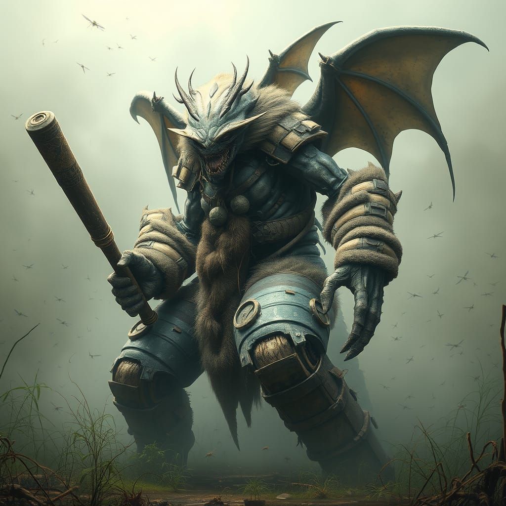 Mutated Swamp Behemoth in Dark Gothic Armor - AI Art