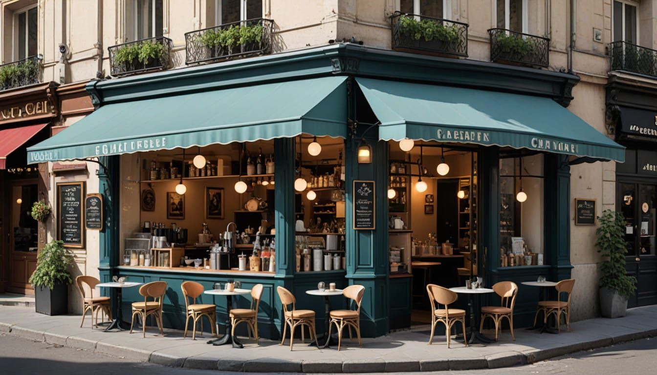French Café in Deconstructed Style - AI Art