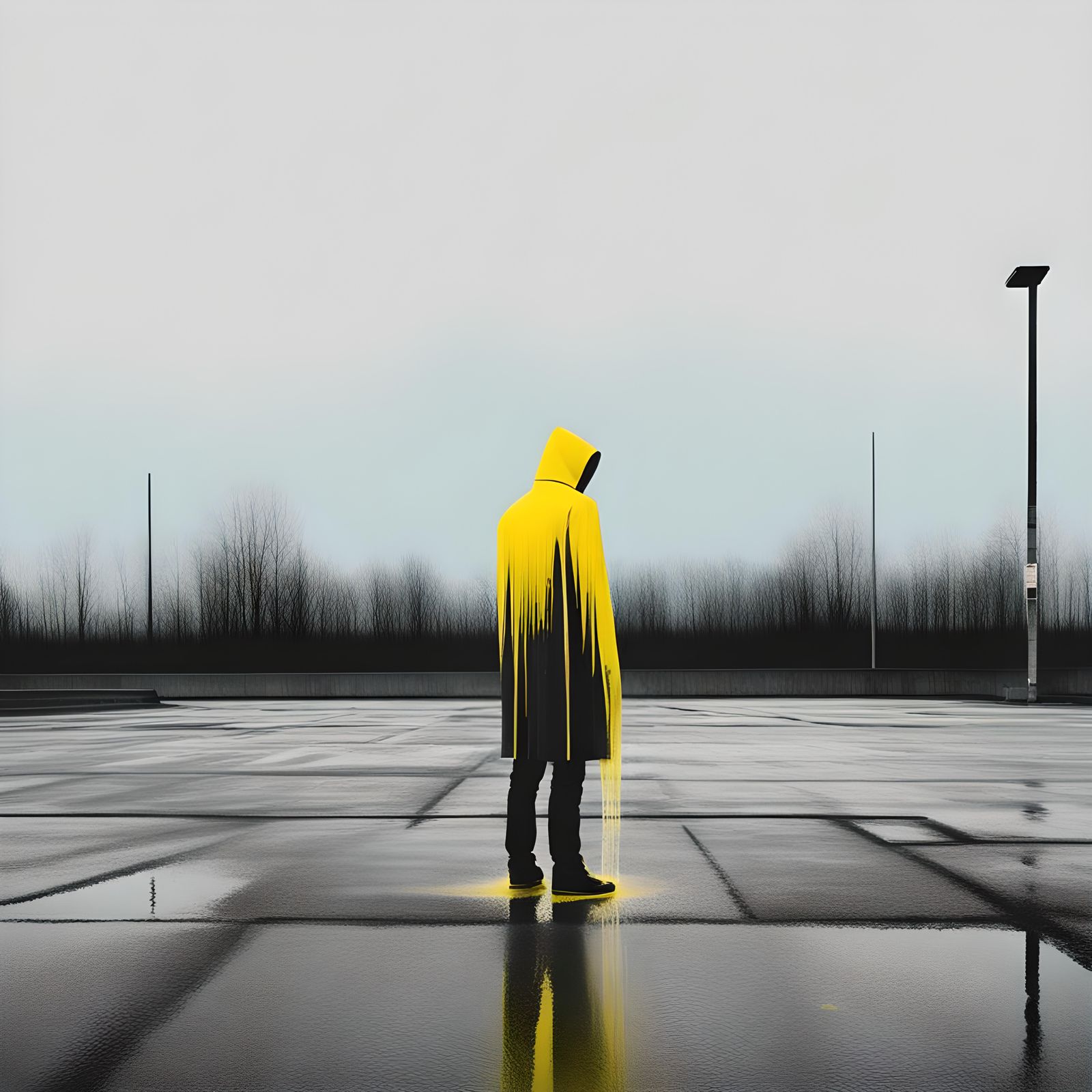 Invisible man (glitching cloaking form:1.5) pouring toxic acid-rain ...