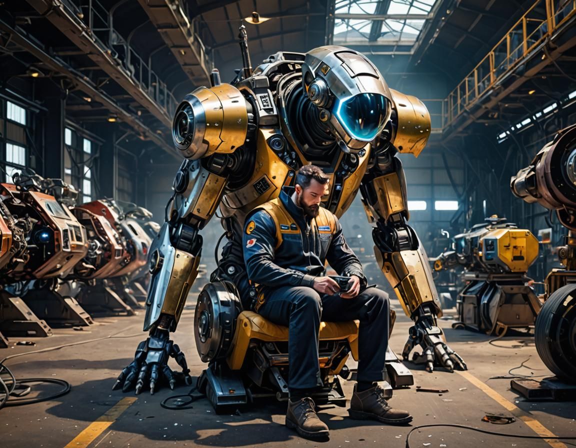 A Robot Inventor with his Big Lifter Assistant \ - AI Generated Artwork ...