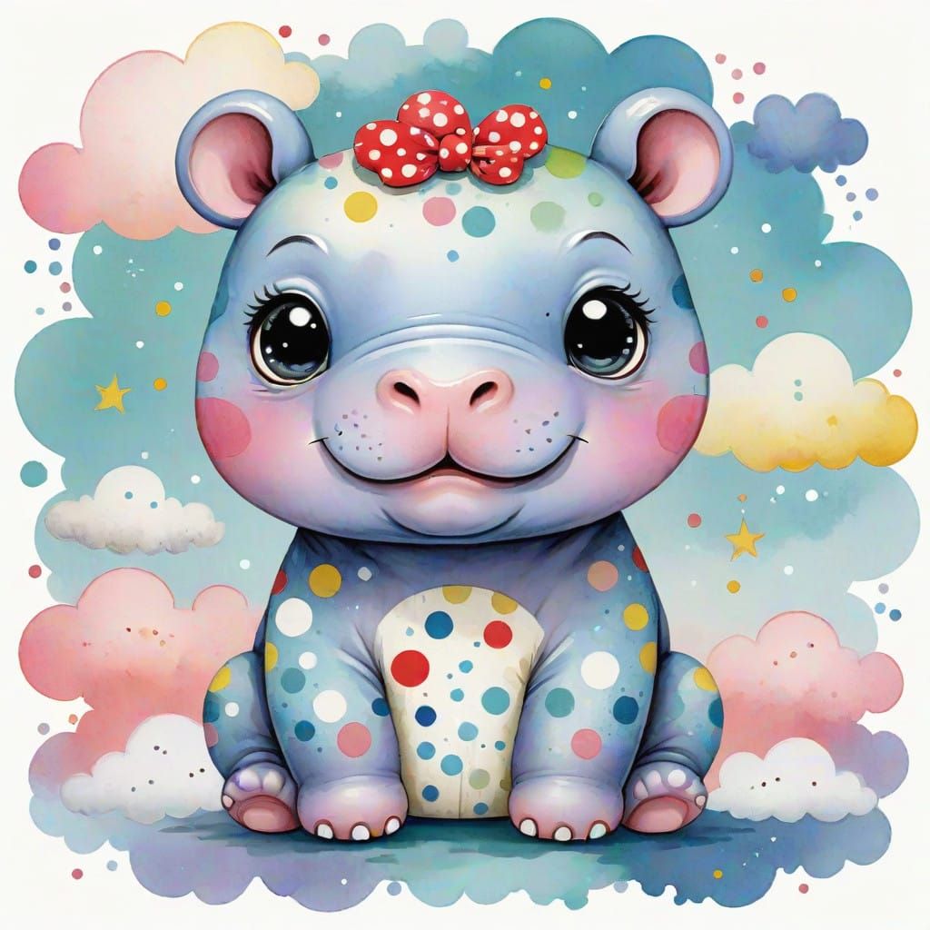 Kawaii chibi cute hippo cub - Kawaii Hippo Cub in Whimsical ...