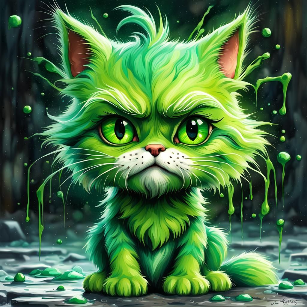 Grinch Kitten - AI Generated Artwork - NightCafe Creator