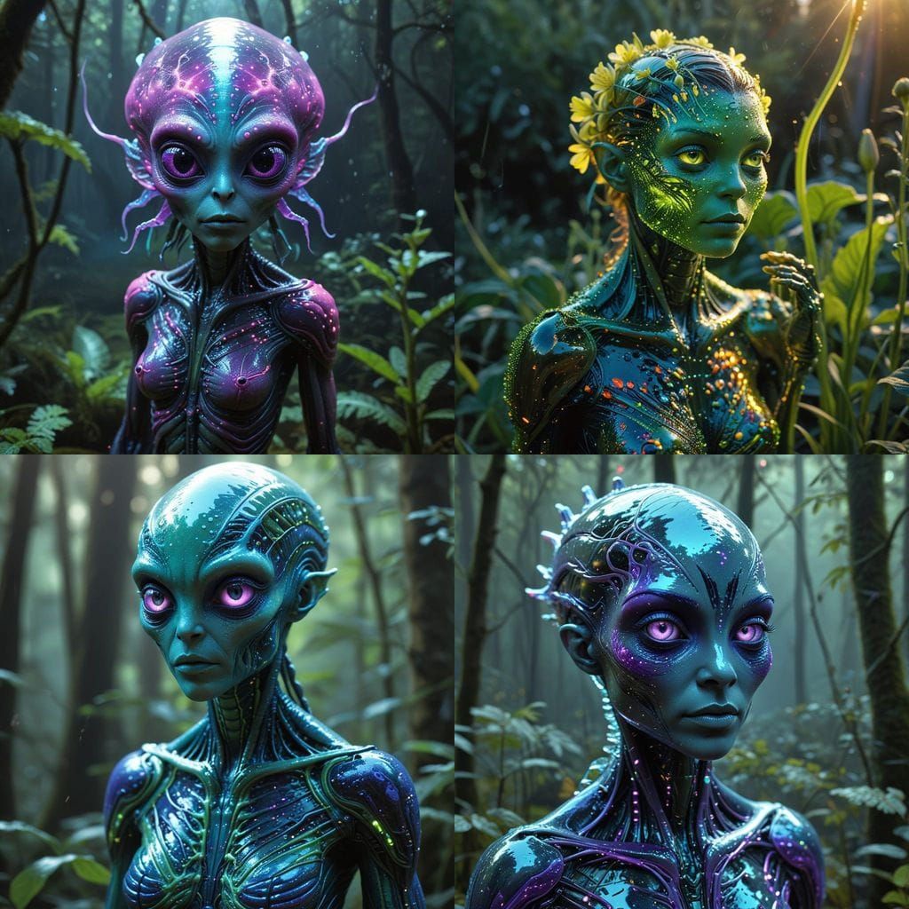 Surreal Golden Hour on Zephyria-9B: Alien Girl and... - AI Art