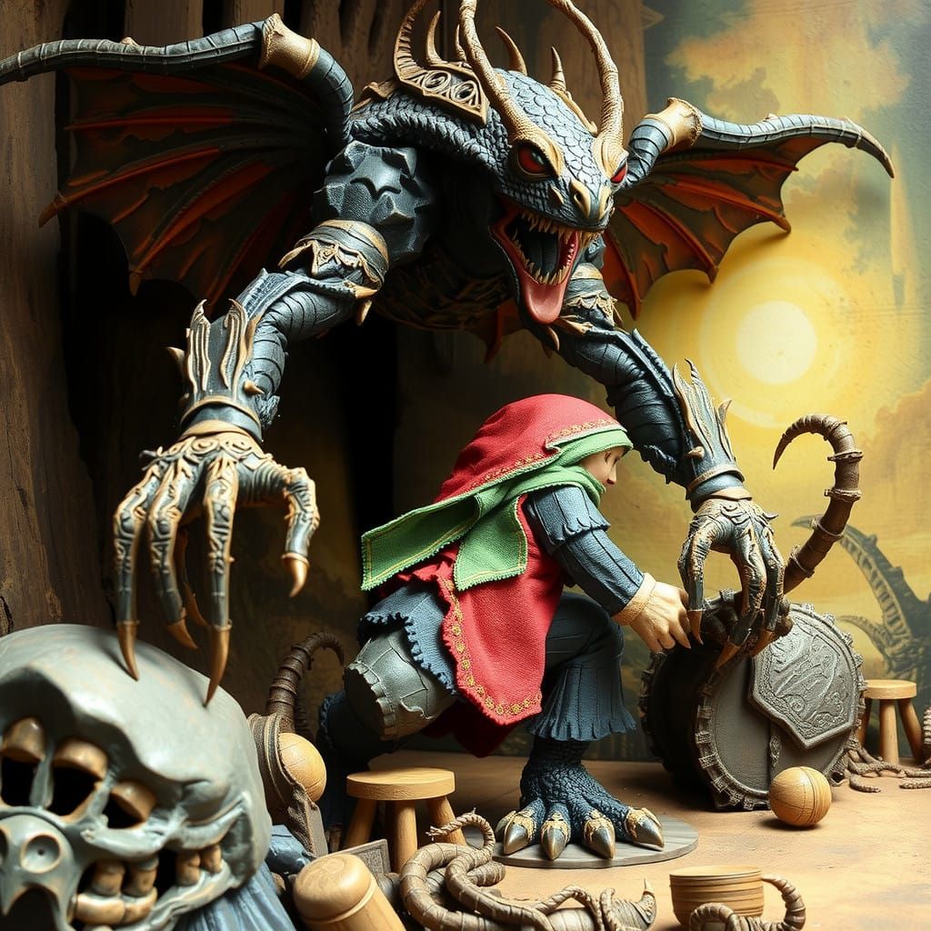 Mythical Paper Mache Creatures in Tolkien-Inspired... - AI Art