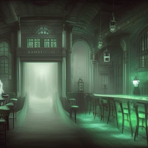 A ghostly bar filled with ghostly patrons. Eerie and low-key. Sinister ...