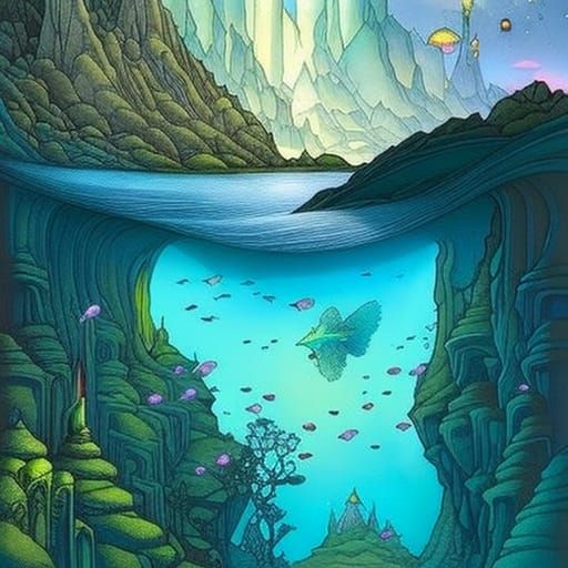 Water Elves in Underwater Caves - AI Generated Artwork - NightCafe Creator