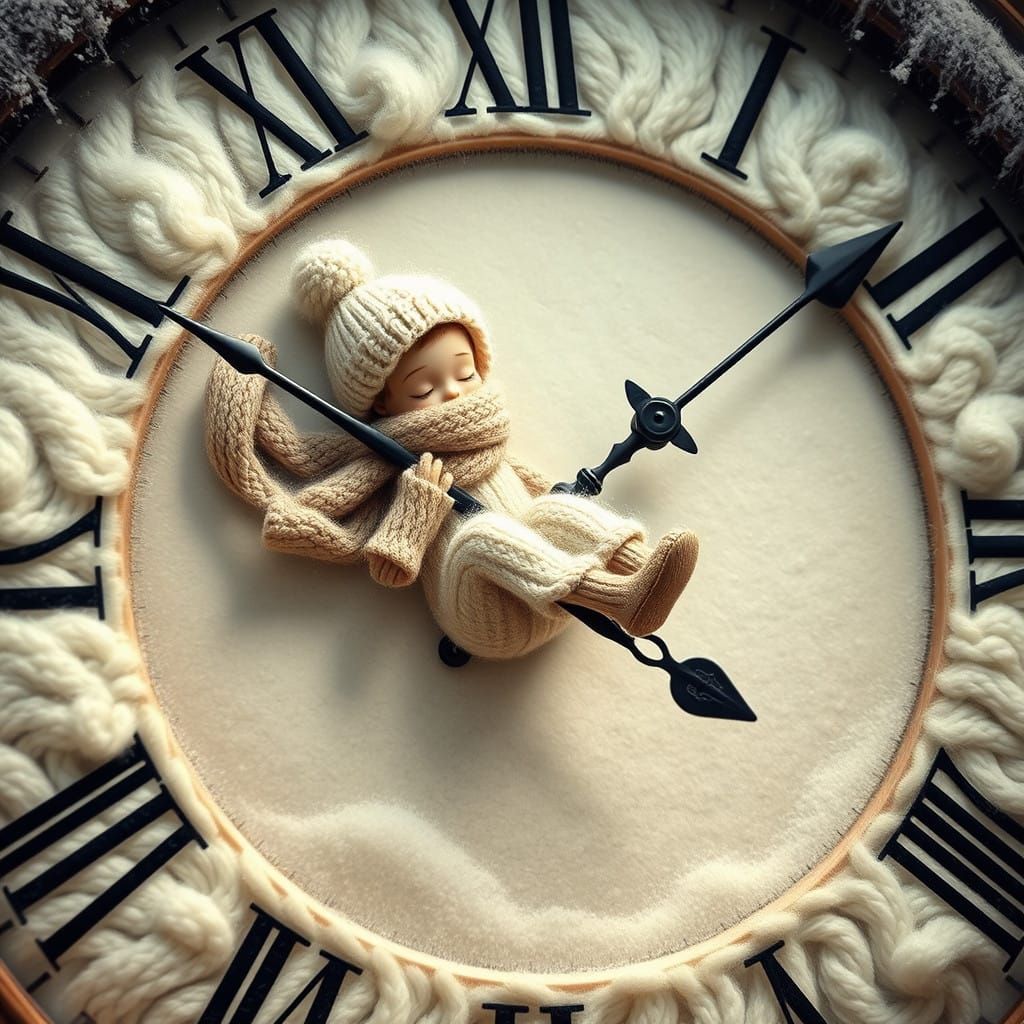 Surreal Winter Clockwork Scene Rendered in Whimsic... - AI Art