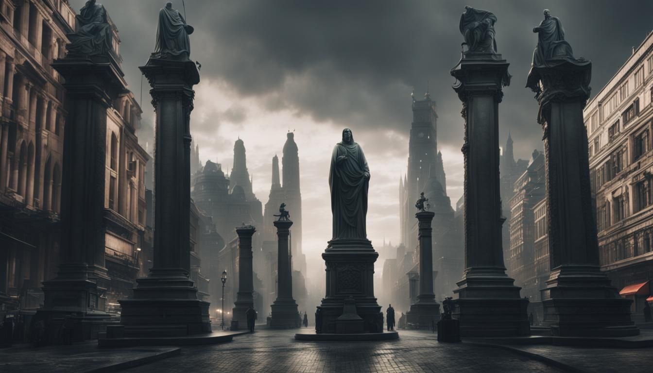 ominous statues in city - AI Generated Artwork - NightCafe Creator