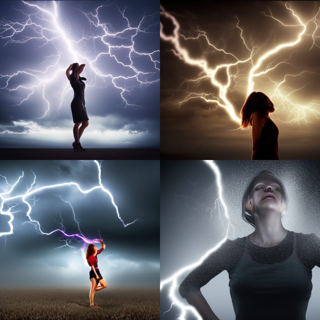 Woman struck by lightning - AI Generated Artwork - NightCafe Creator
