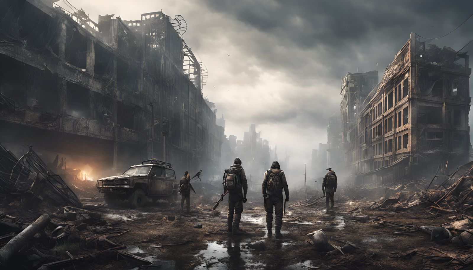 Post apocalyptic scene - AI Generated Artwork - NightCafe Creator