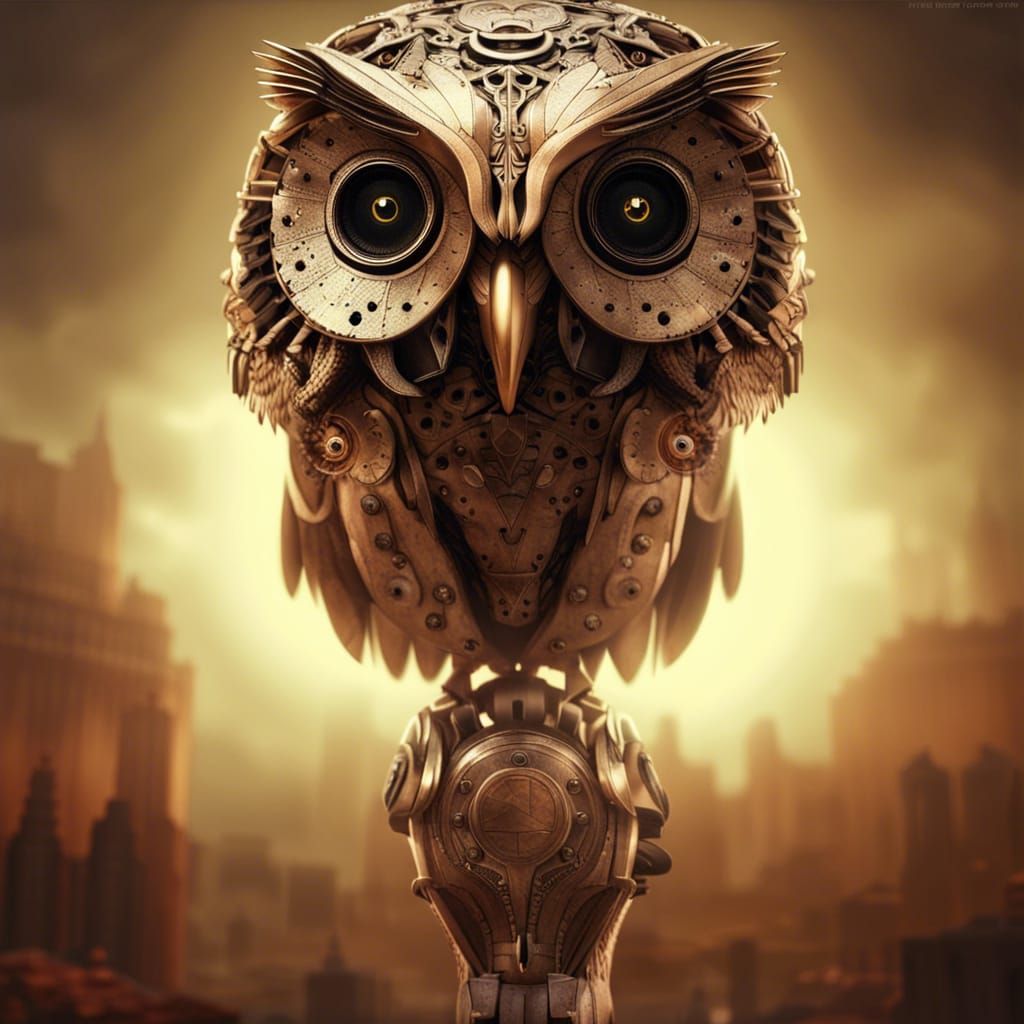 Bubo Mechanical Owl - AI Generated Artwork - NightCafe Creator