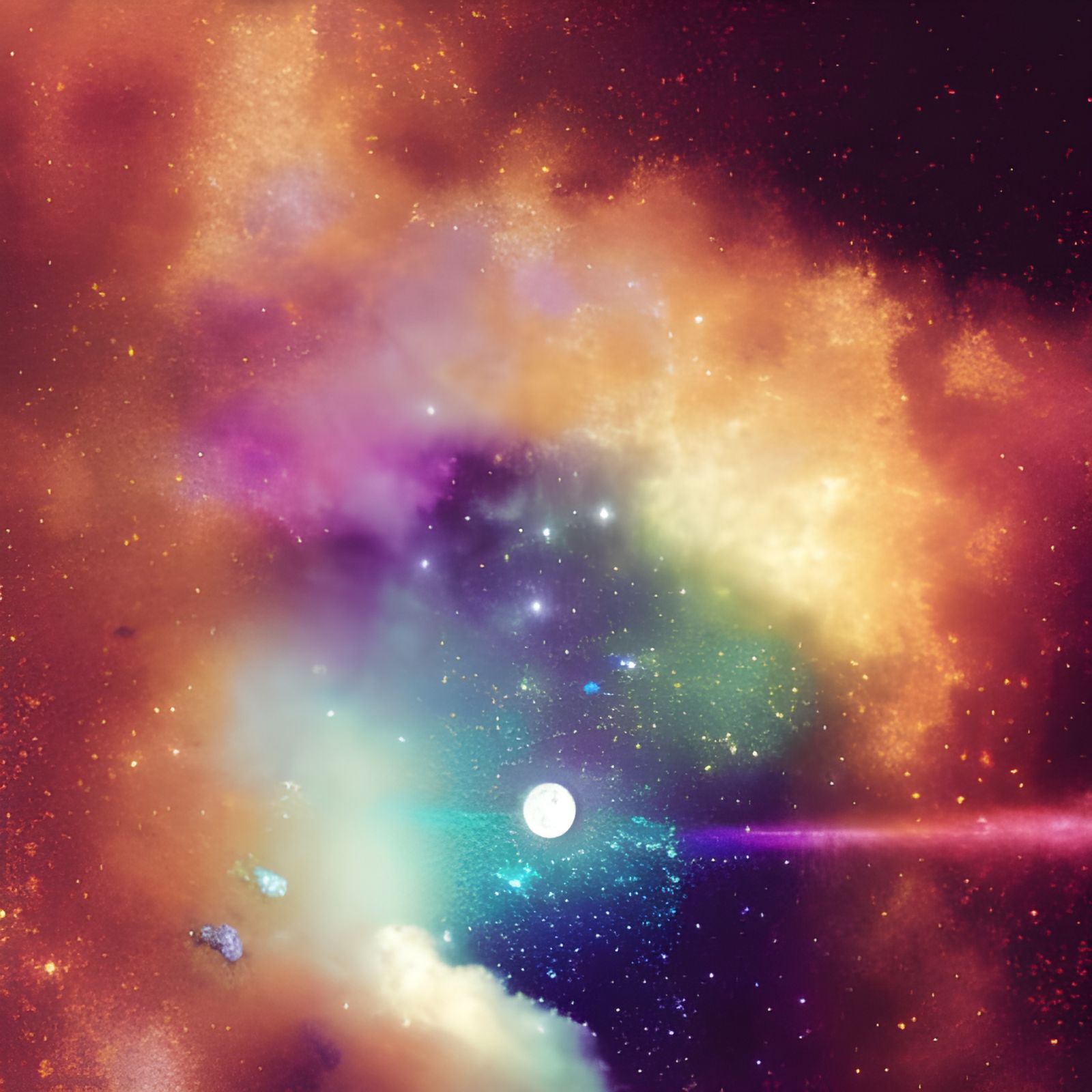 AI "Hubble™©®" telescope sees Earth's Moon, via "Orion's Rainbow of ...