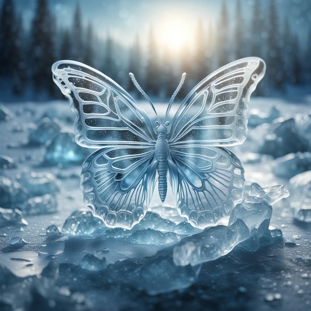 butterfly made of ice - AI Generated Artwork - NightCafe Creator